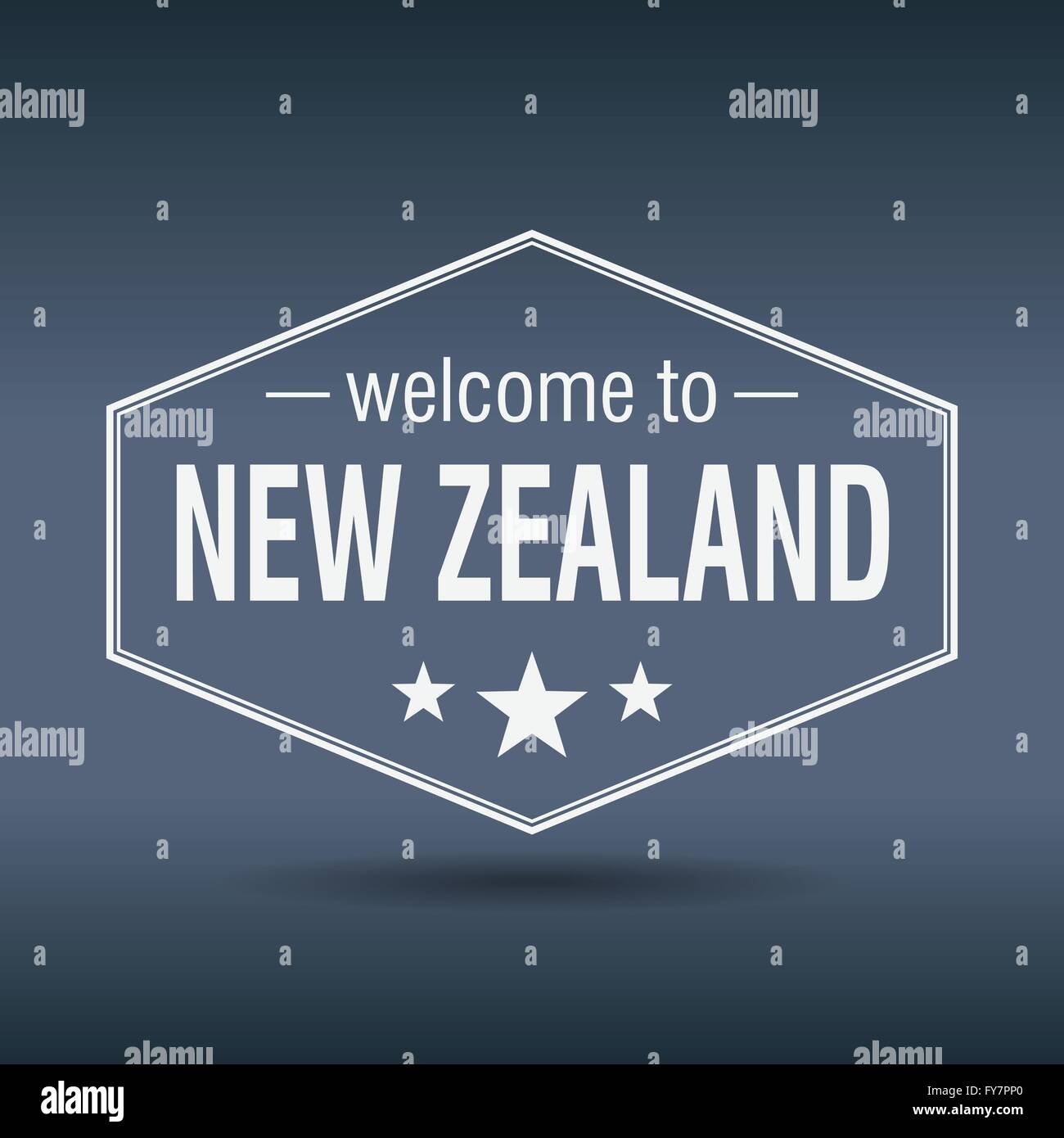 welcome to New Zealand hexagonal white vintage label Stock Vector Image ...
