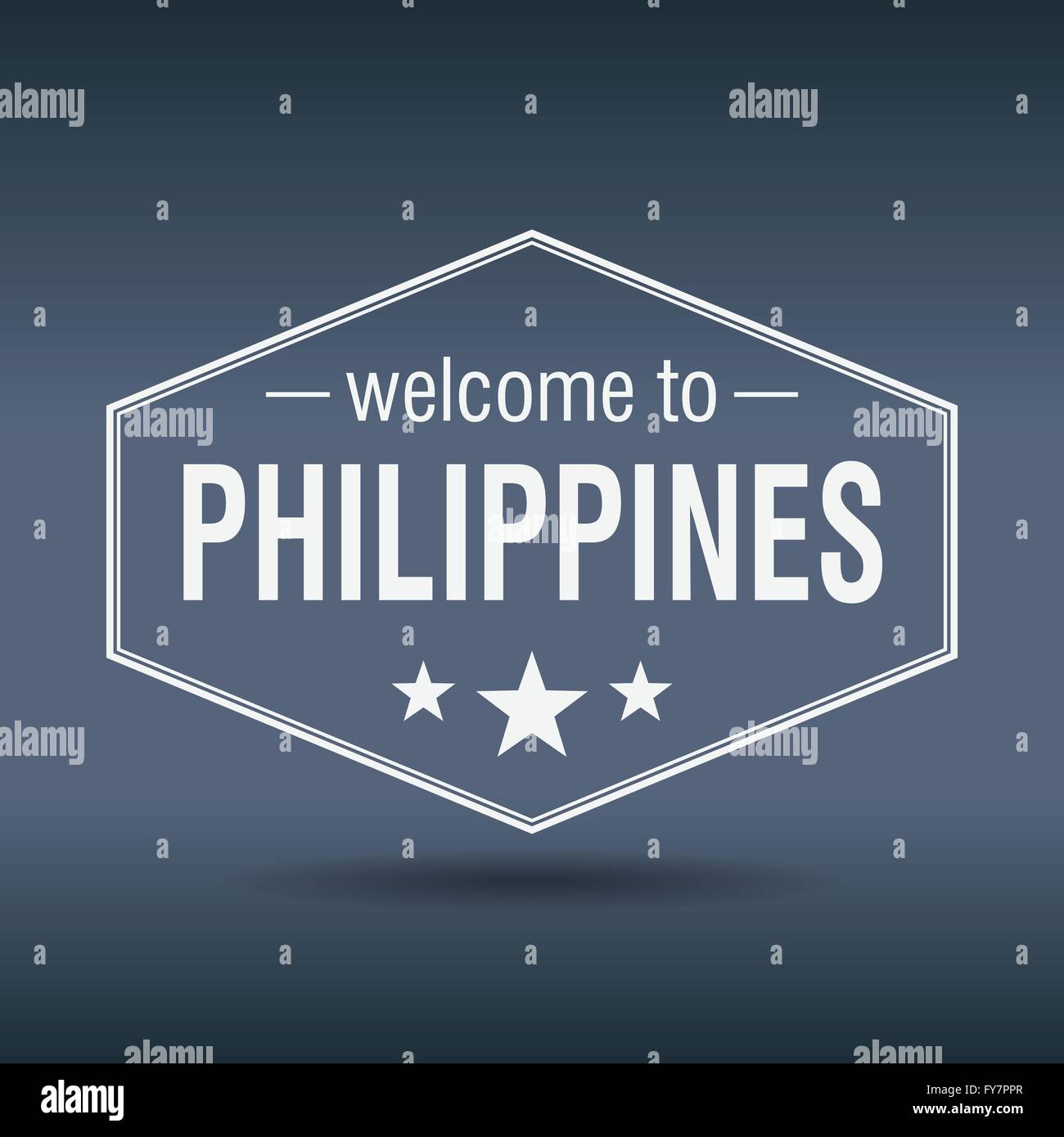 welcome to Philippines hexagonal white vintage label Stock Vector Image ...