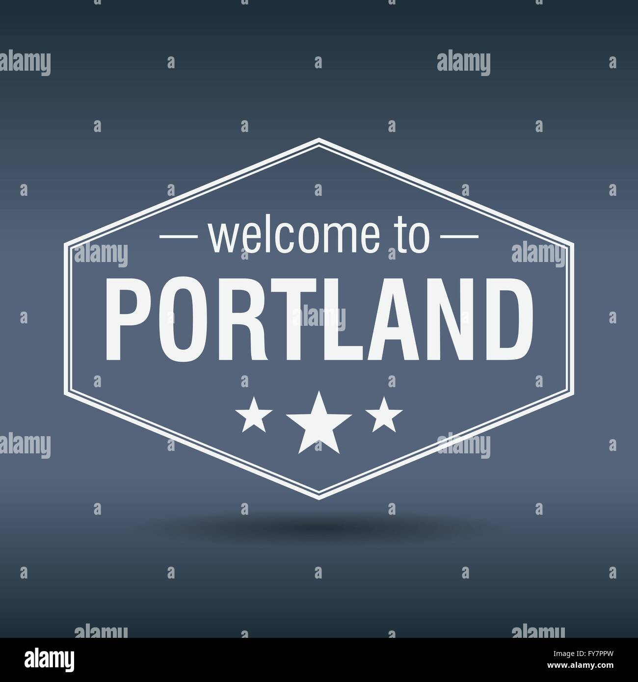 welcome to Portland hexagonal white vintage label Stock Vector Image ...