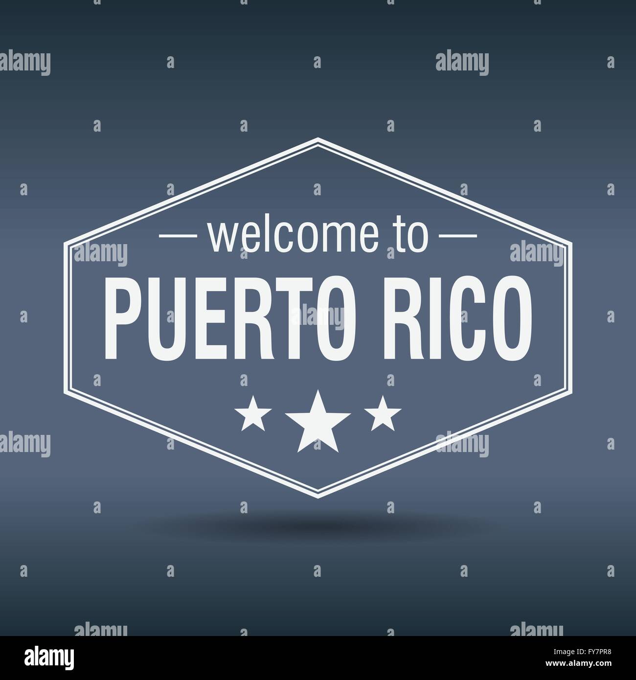welcome to Puerto Rico hexagonal white vintage label Stock Vector Image ...