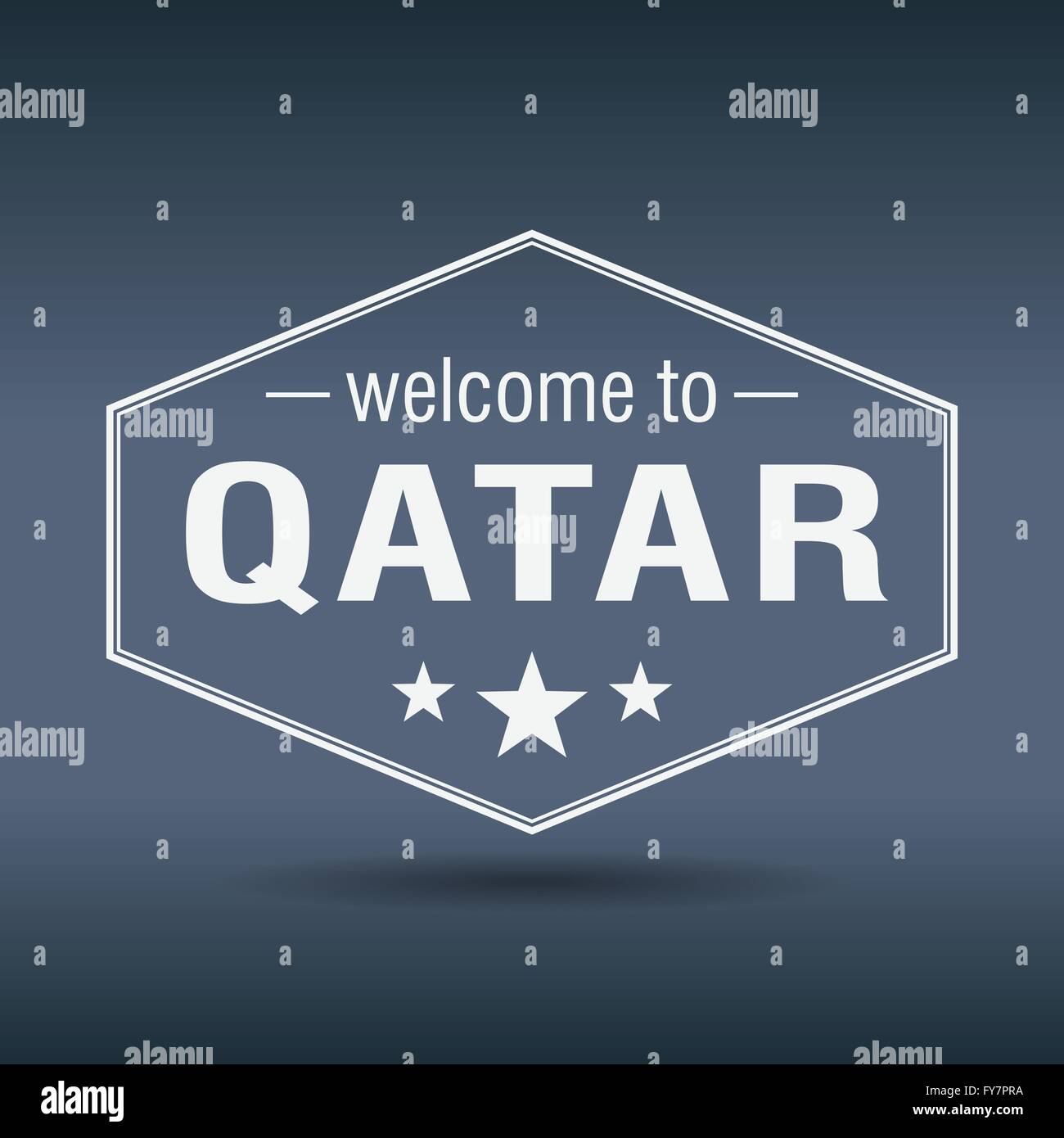 welcome to Qatar hexagonal white vintage label Stock Vector Image & Art ...