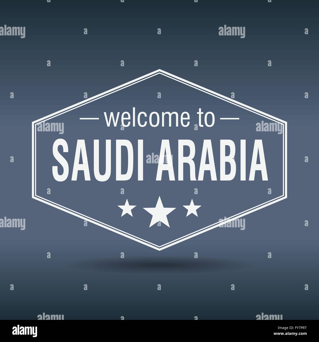 welcome to Saudi Arabia hexagonal white vintage label Stock Vector ...