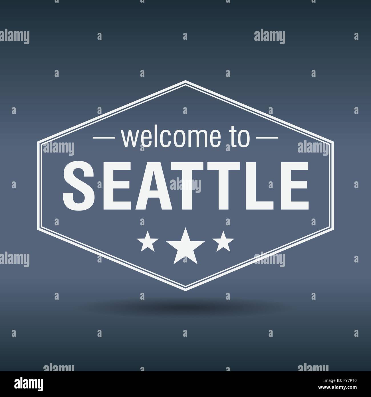 welcome to Seattle hexagonal white vintage label Stock Vector Image ...