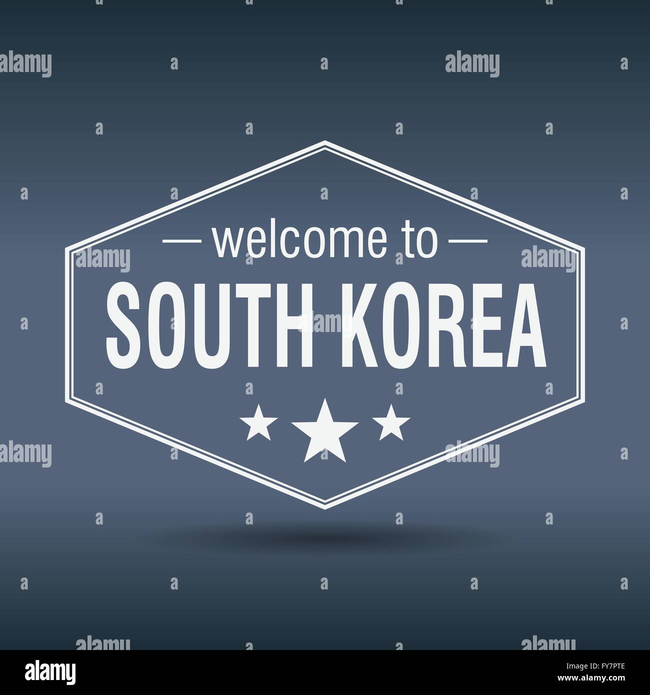 welcome to South Korea hexagonal white vintage label Stock Vector Image ...