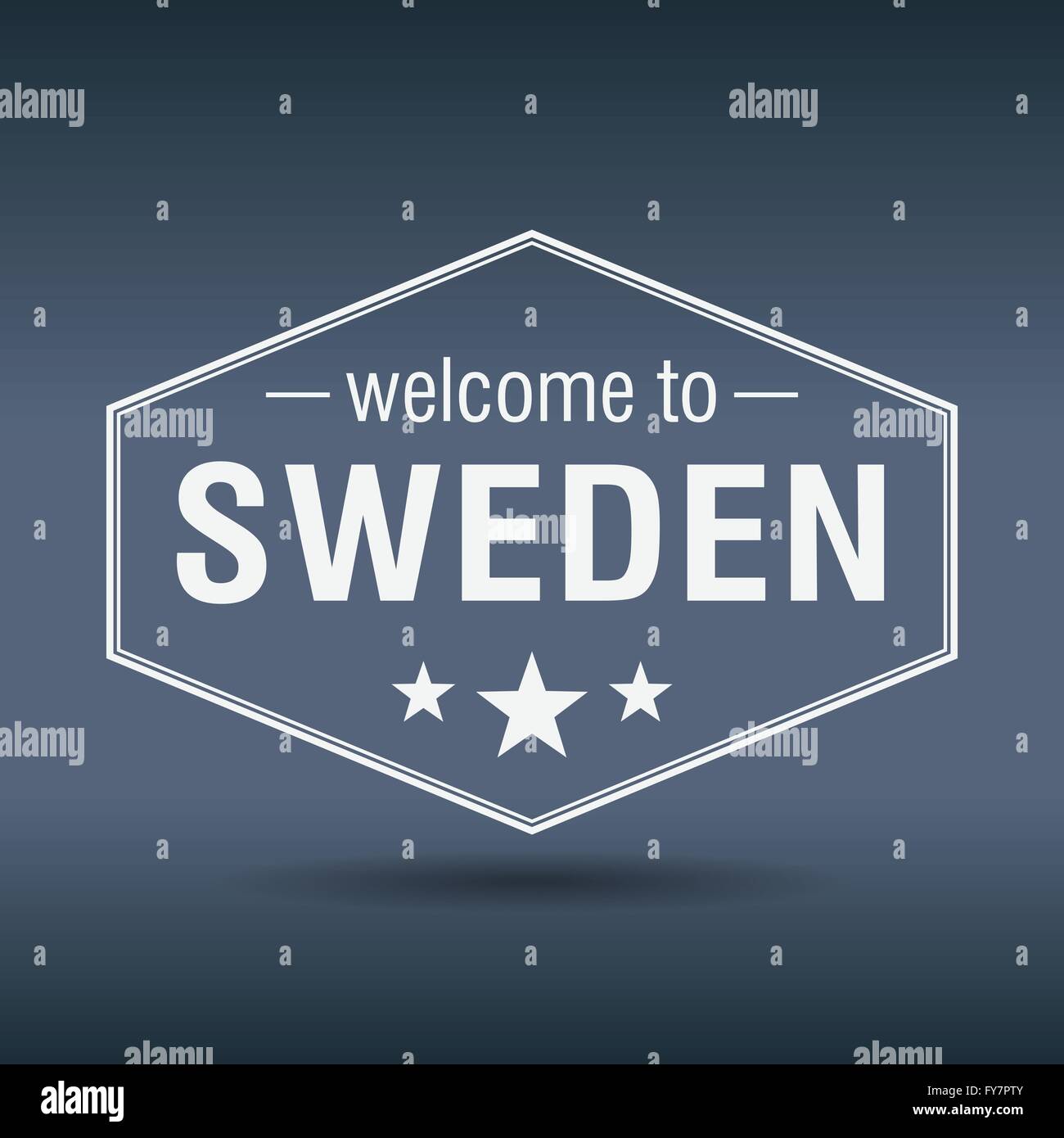 welcome to Sweden hexagonal white vintage label Stock Vector Image ...