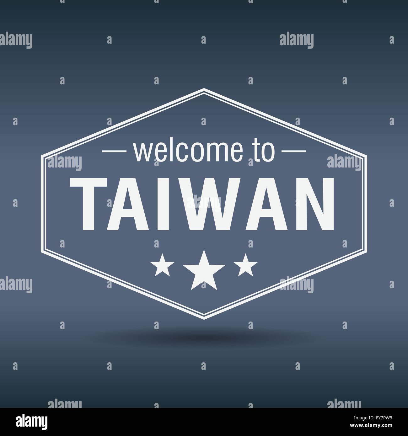 welcome to Taiwan hexagonal white vintage label Stock Vector Image ...