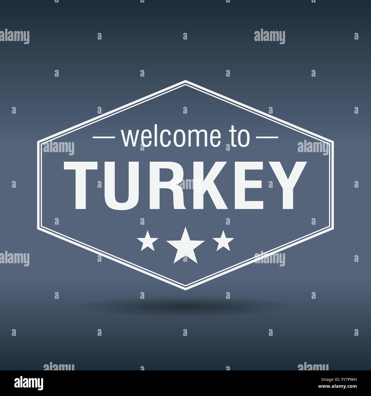 welcome to Turkey hexagonal white vintage label Stock Vector Image ...