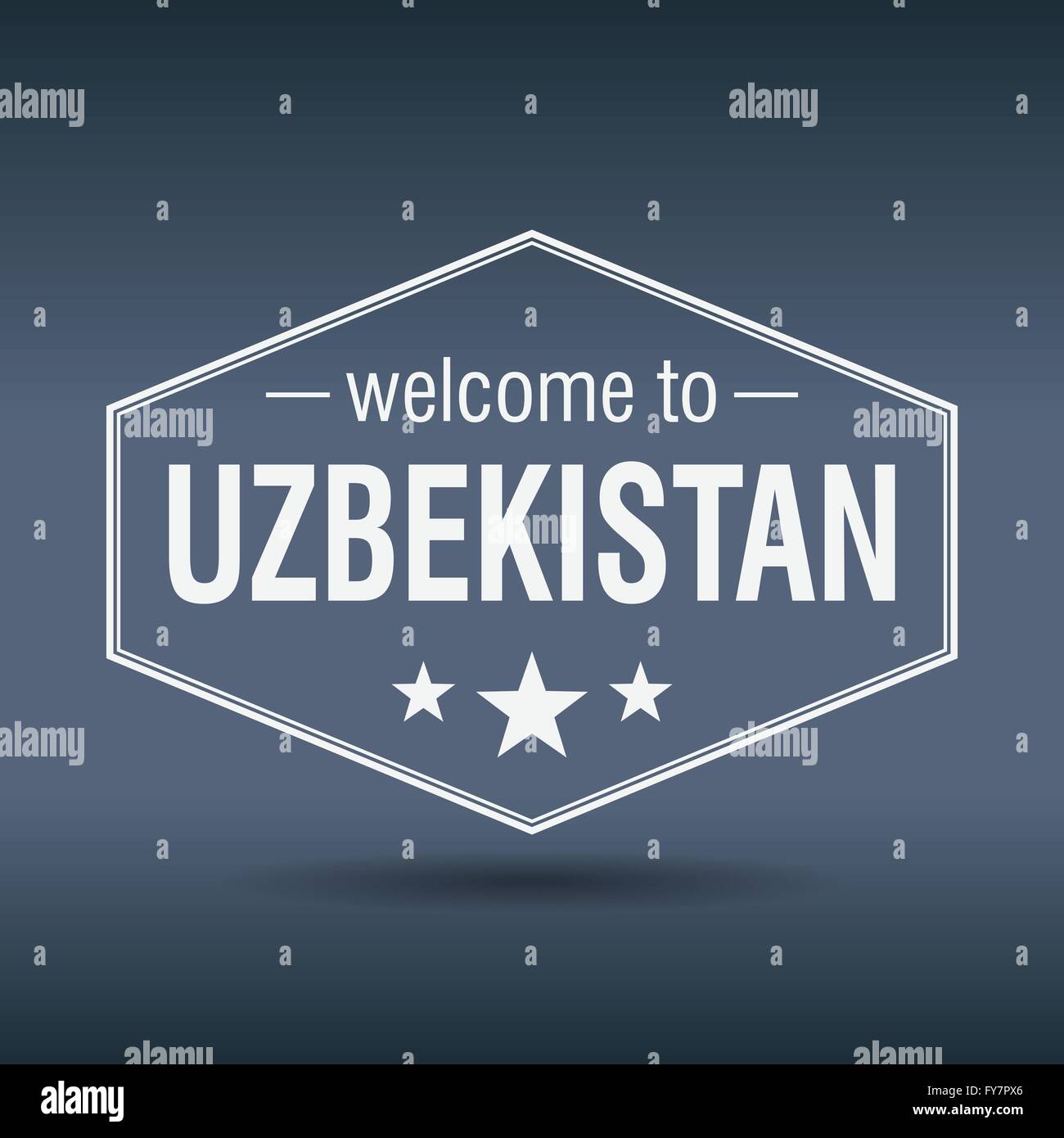 welcome to Uzbekistan hexagonal white vintage label Stock Vector Image ...