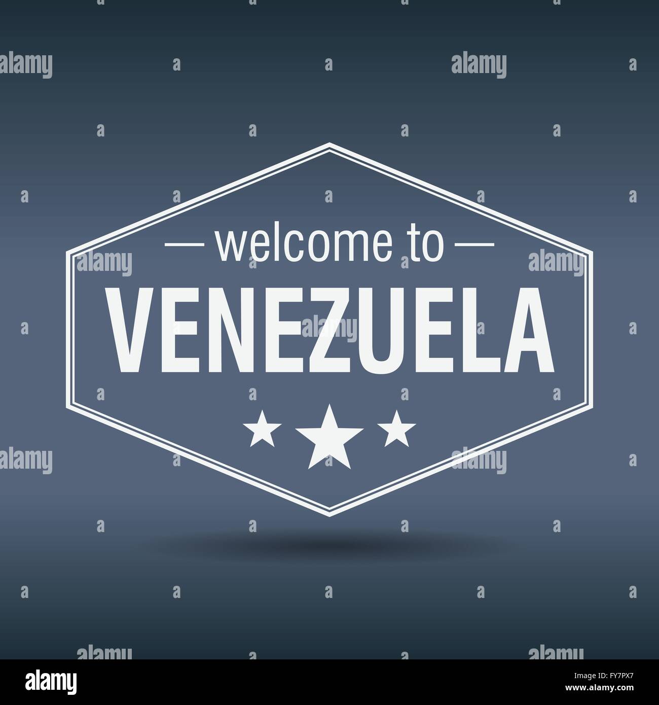 welcome to Venezuela hexagonal white vintage label Stock Vector Image ...