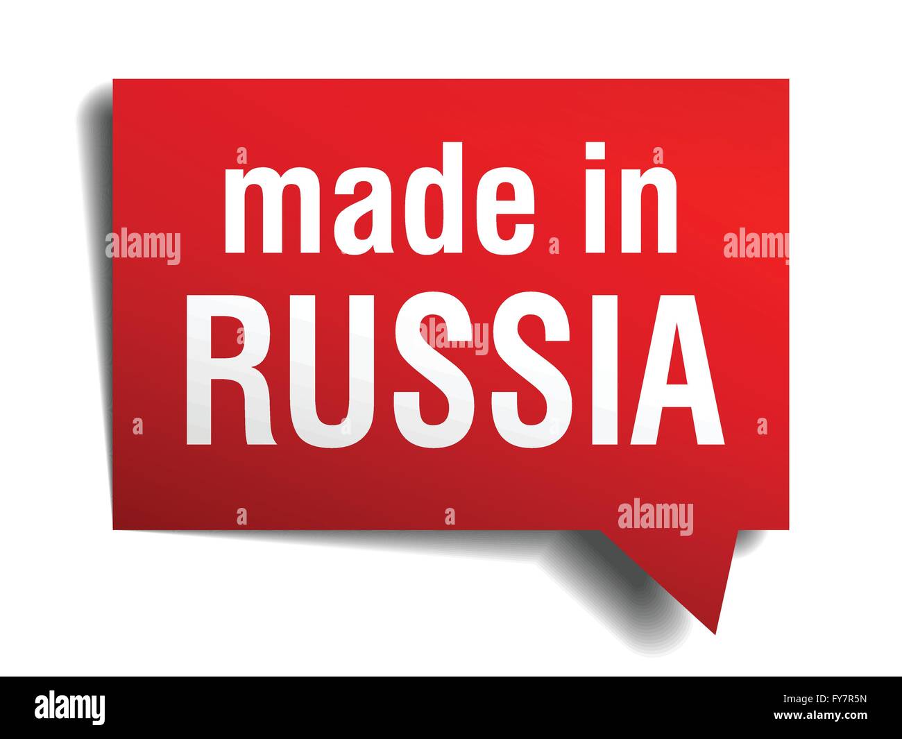 made in Russia red 3d realistic speech bubble isolated on white ...