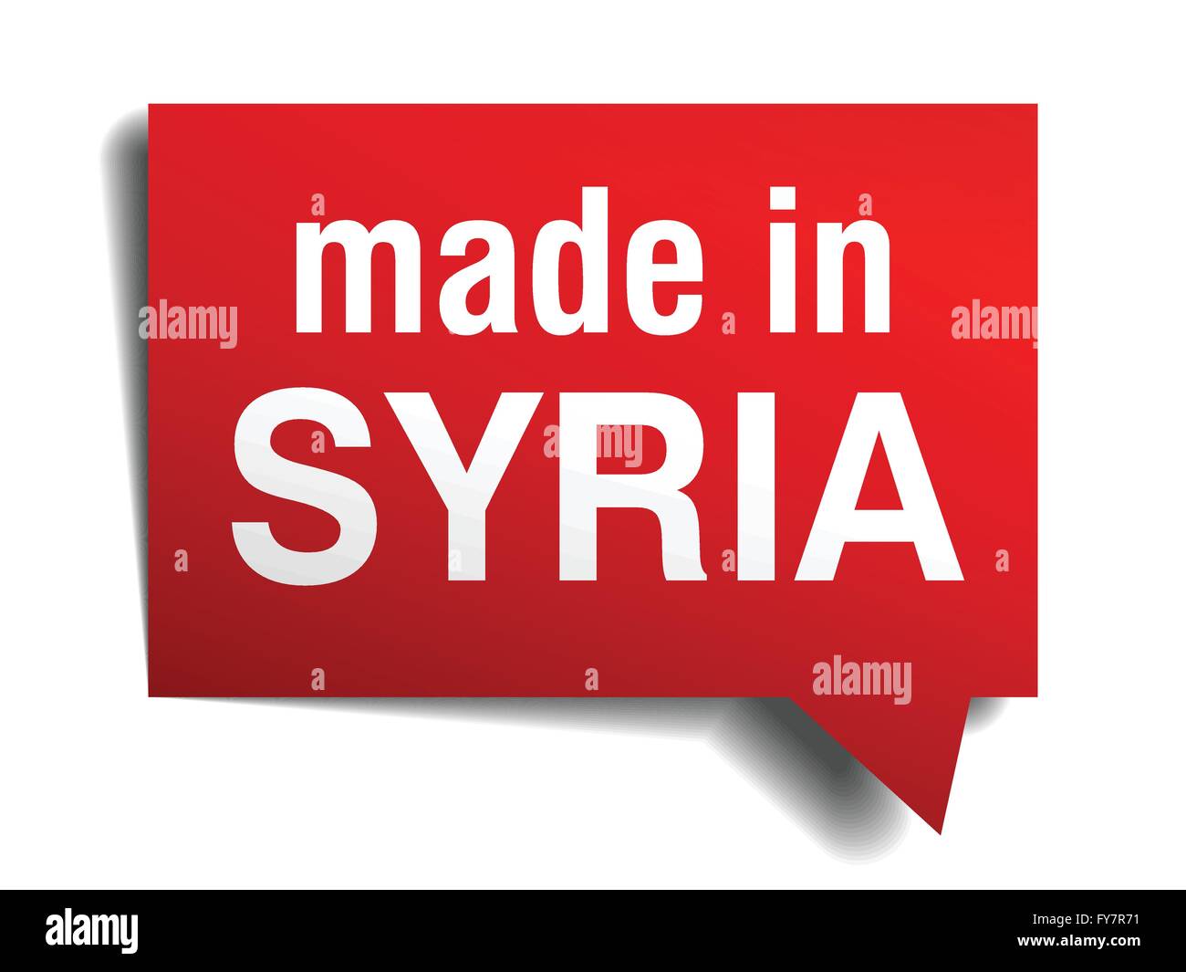made in Syria red 3d realistic speech bubble isolated on white ...