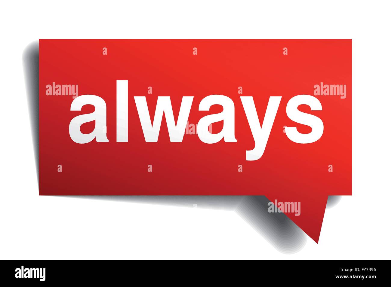 Always red 3d realistic paper speech bubble isolated on white Stock ...