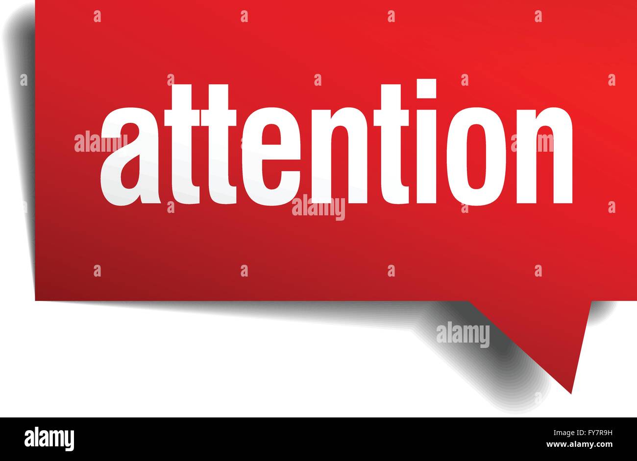 attention red 3d realistic paper speech bubble Stock Vector Image & Art ...
