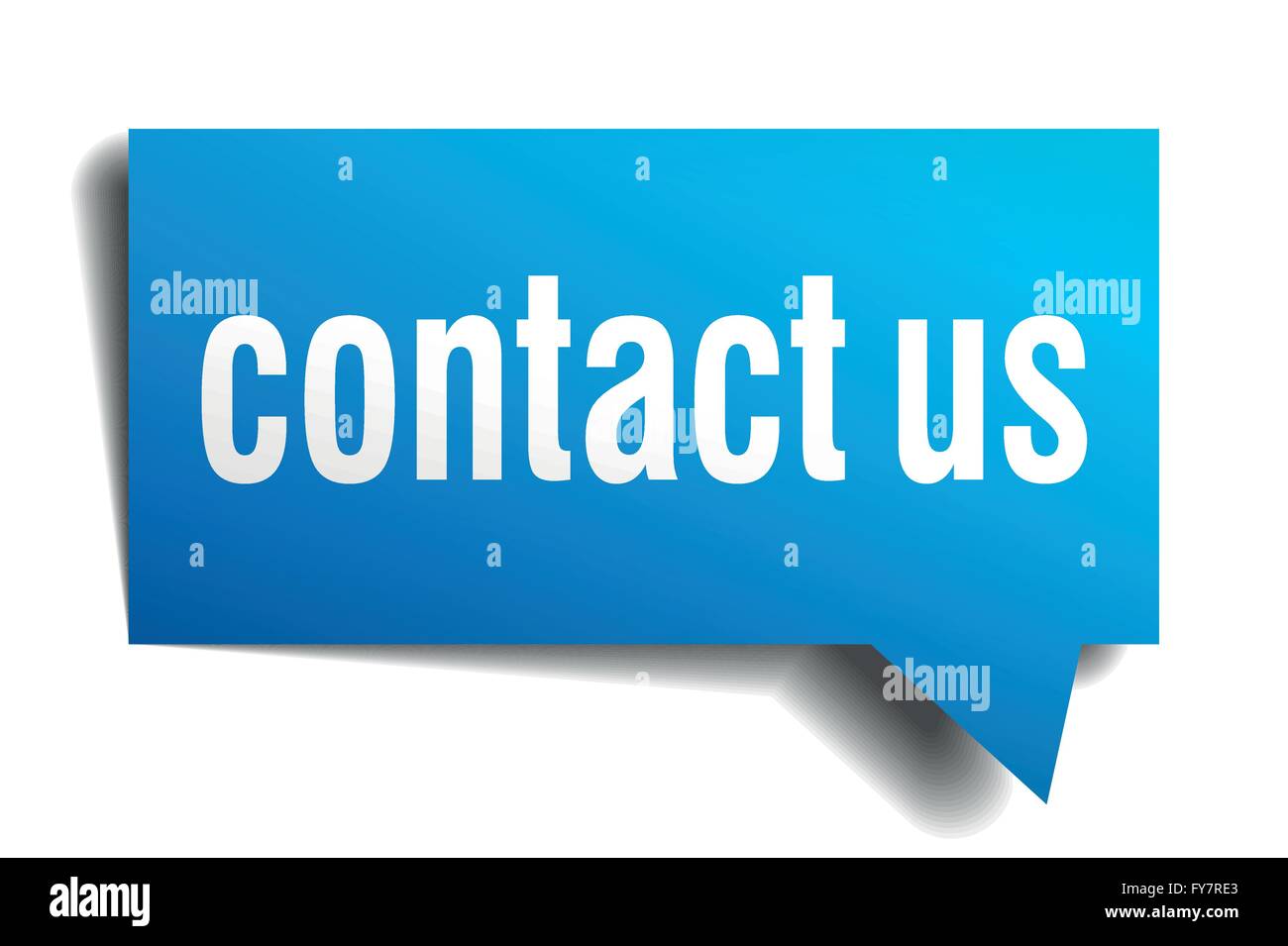 Contact us blue 3d realistic paper speech bubble isolated on white ...