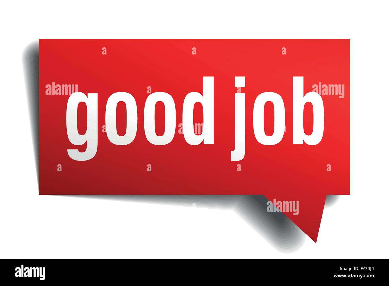 good job red 3d realistic paper speech bubble isolated on white Stock ...