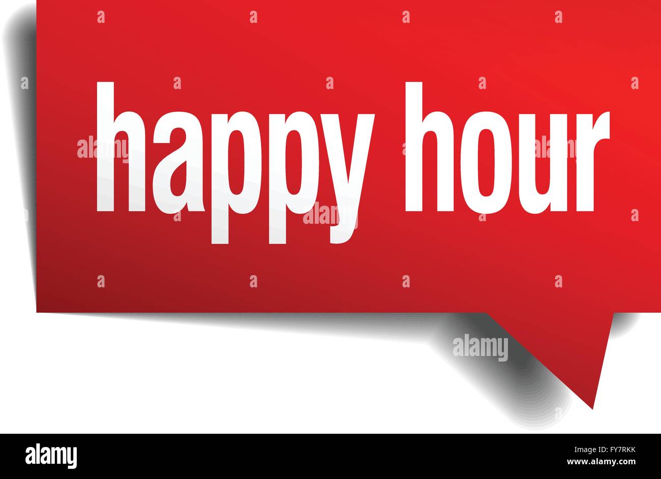 happy hour red 3d realistic paper speech bubble Stock Vector Image ...