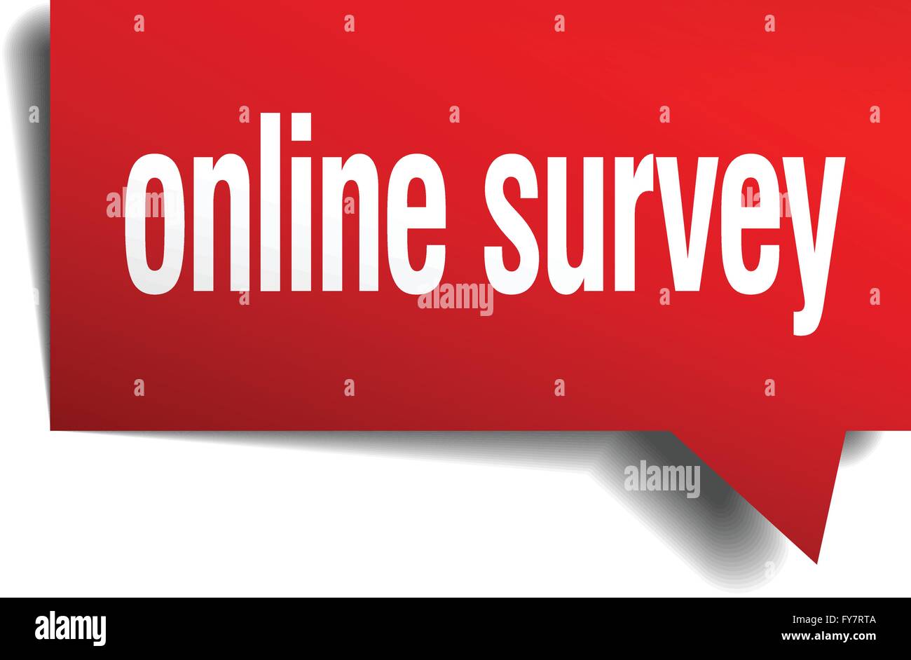 online survey red 3d realistic paper speech bubble Stock Vector Image ...