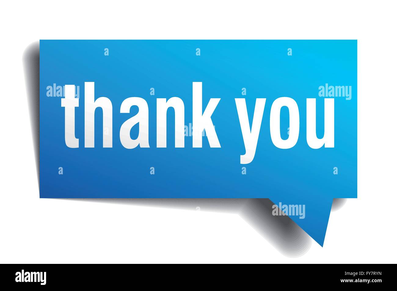 Thank you blue 3d realistic paper speech bubble isolated on white Stock ...