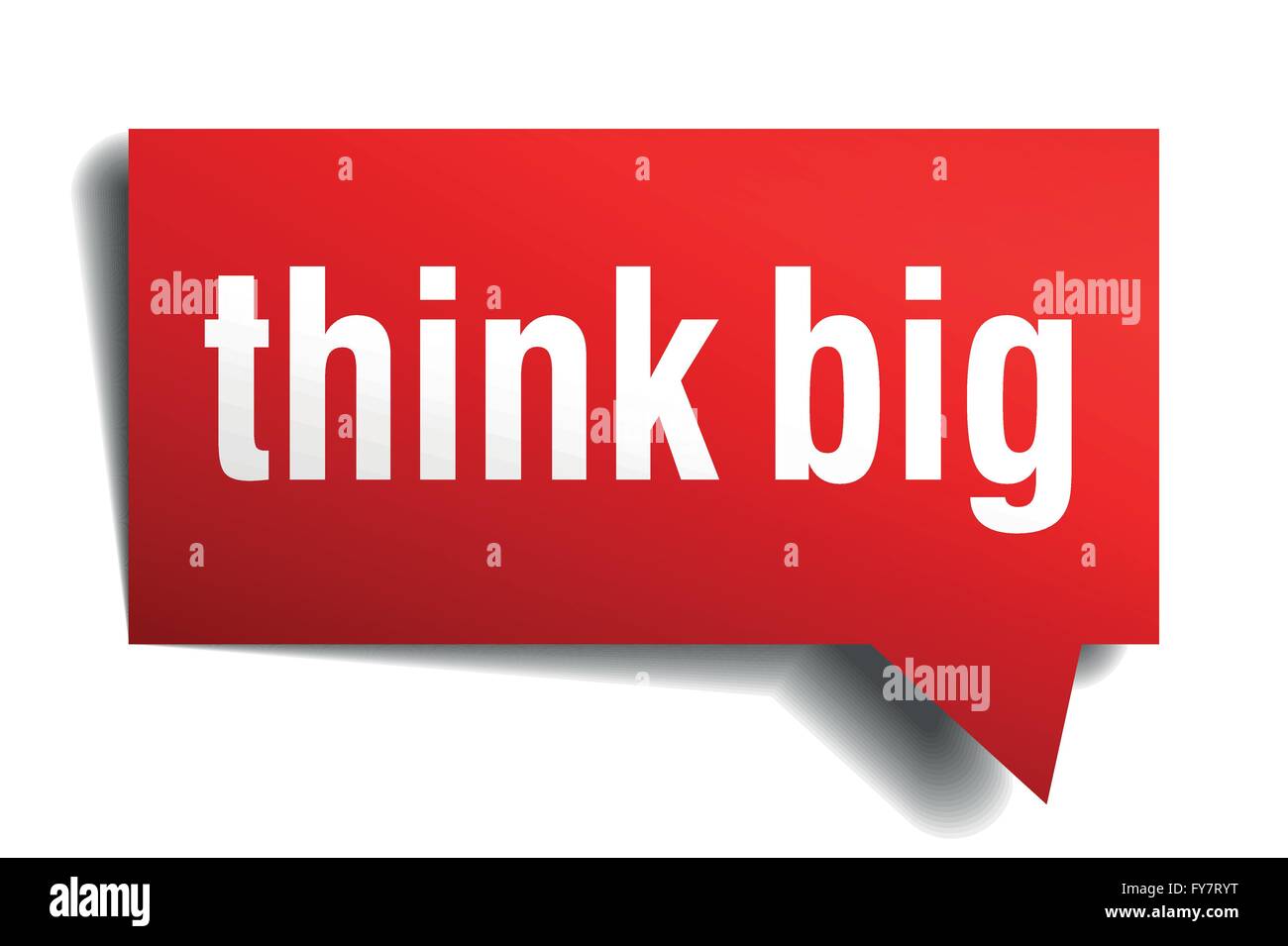 Think big red 3d realistic paper speech bubble isolated on white Stock ...