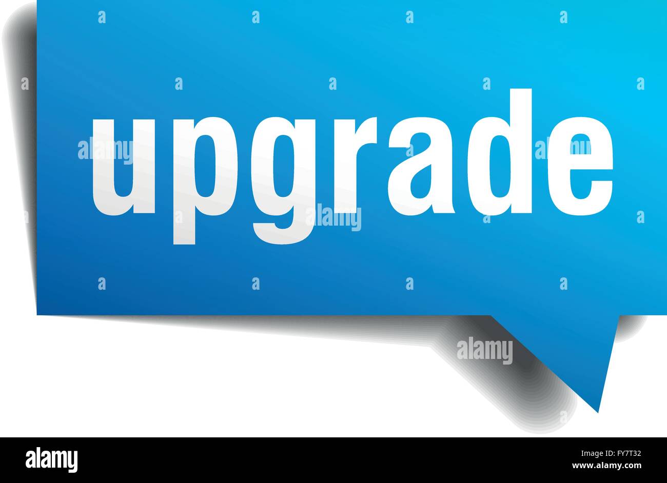 Upgrade blue 3d realistic paper speech bubble isolated on white Stock ...