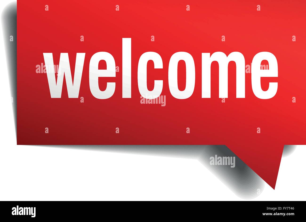 Welcome red 3d realistic paper speech bubble isolated on white Stock ...