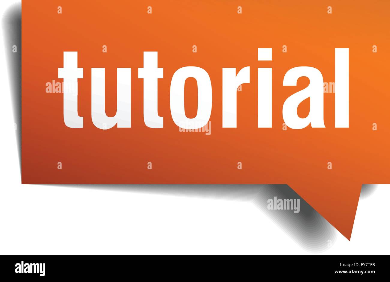 tutorial orange speech bubble isolated on white Stock Vector Image ...