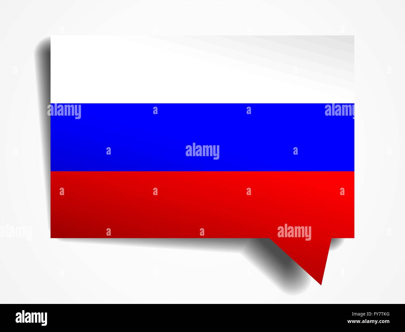 Russia flag paper 3d realistic speech bubble on white background Stock ...