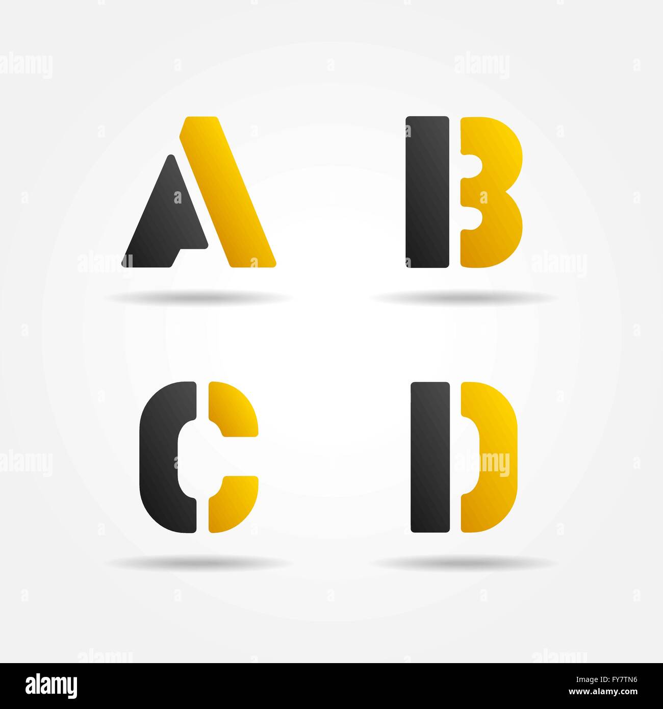 abcd yellow stencil letters Stock Vector Image & Art - Alamy