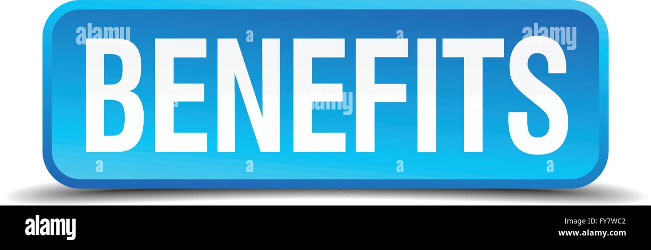 Benefits blue 3d realistic square Stock Vector Images - Alamy