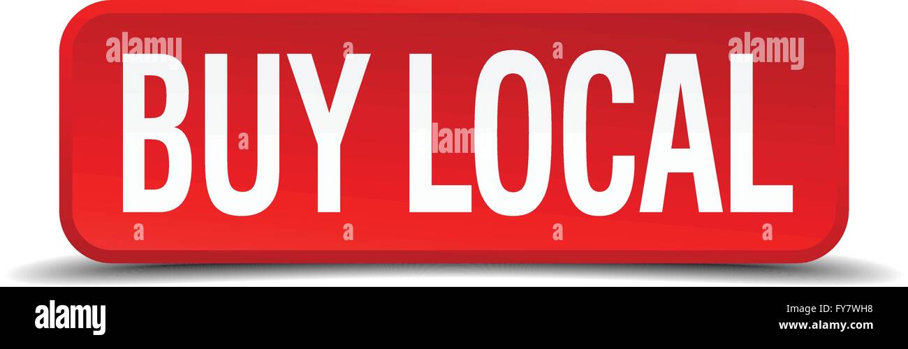 buy local red three-dimensional square button isolated on white ...