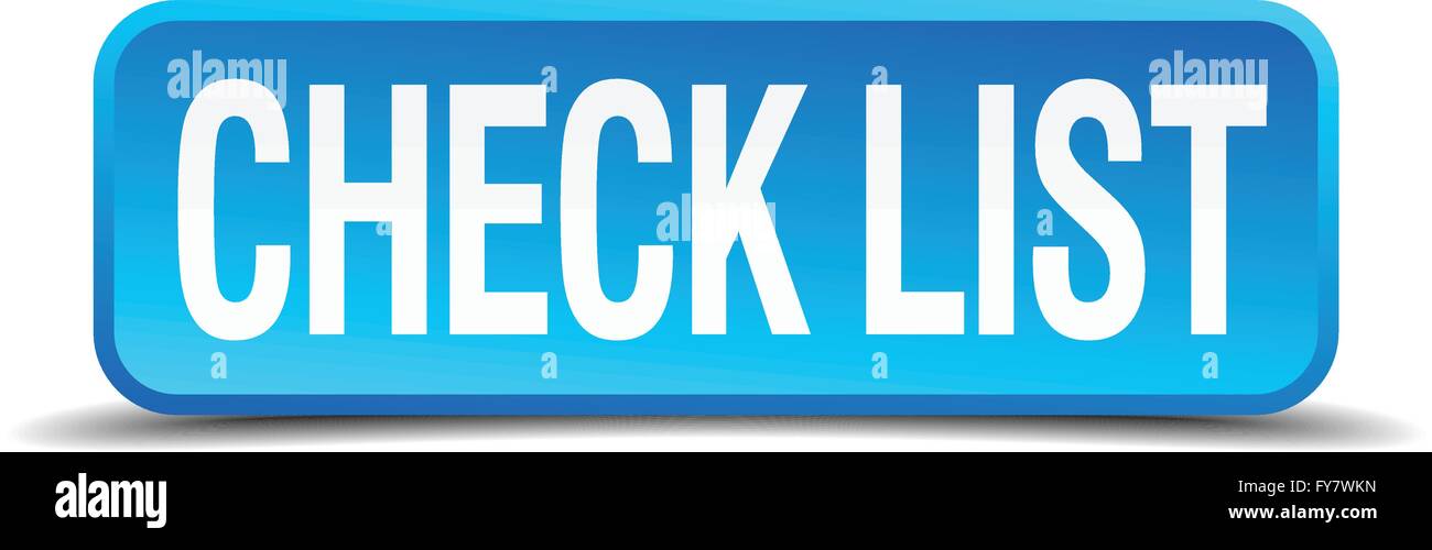 check list blue 3d realistic square isolated button Stock Vector Image ...