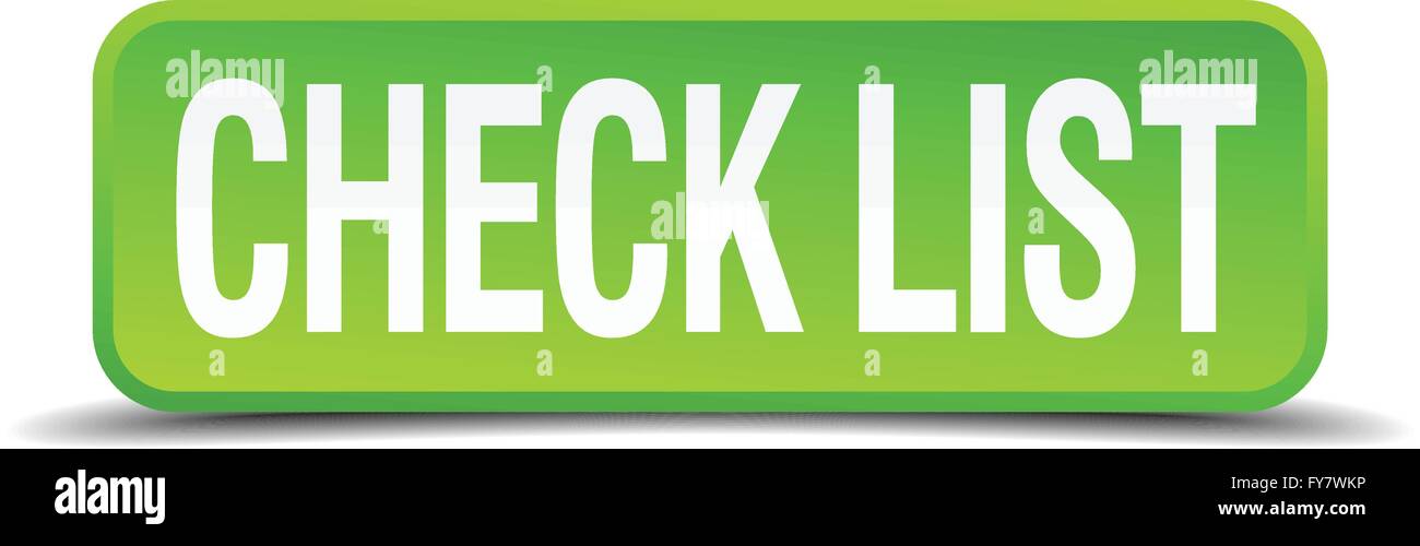 check list green 3d realistic square isolated button Stock Vector Image ...