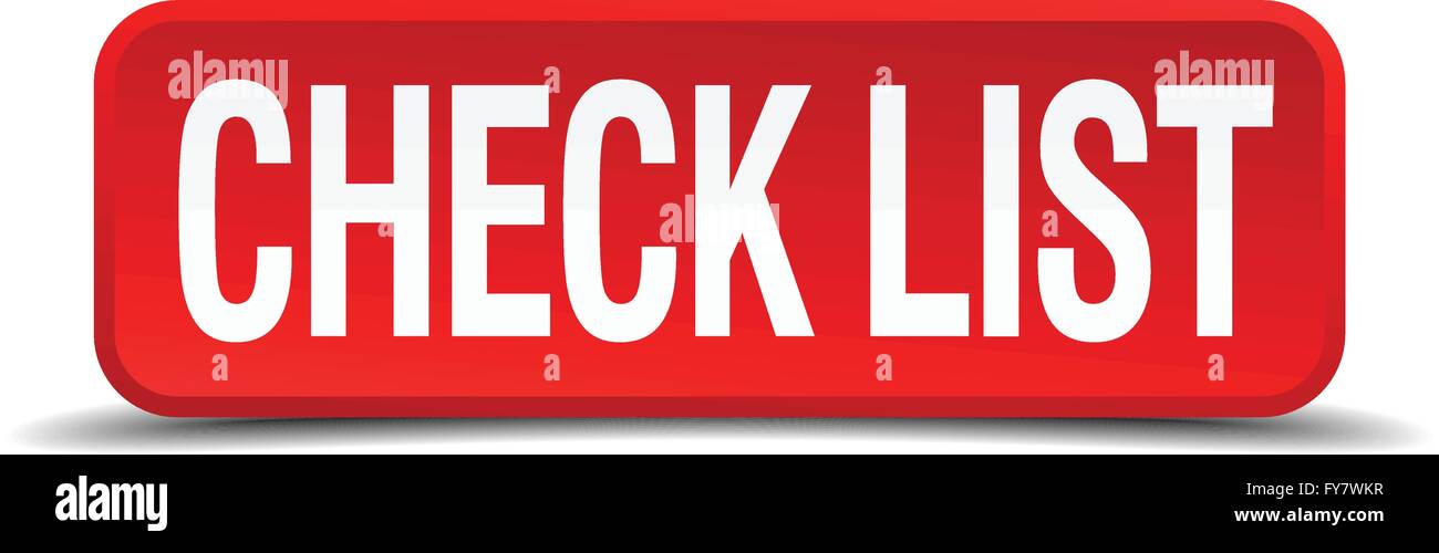 check list red 3d square button on white background Stock Vector Image ...