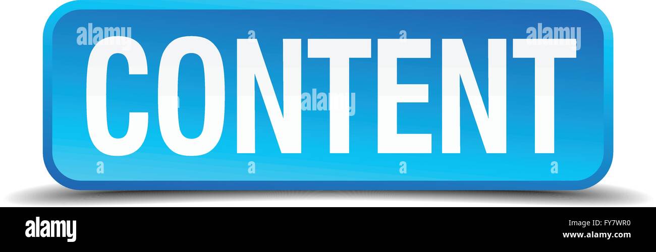 content blue 3d realistic square isolated button Stock Vector Image ...