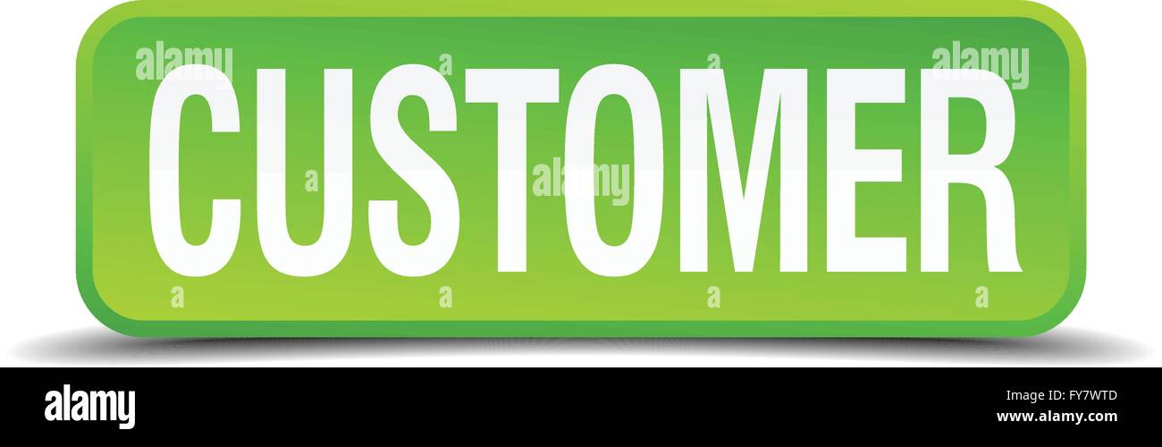 Customer green 3d realistic square isolated button Stock Vector Image ...