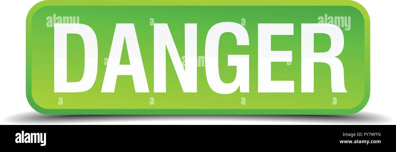 Danger green 3d realistic square isolated button Stock Vector Image ...