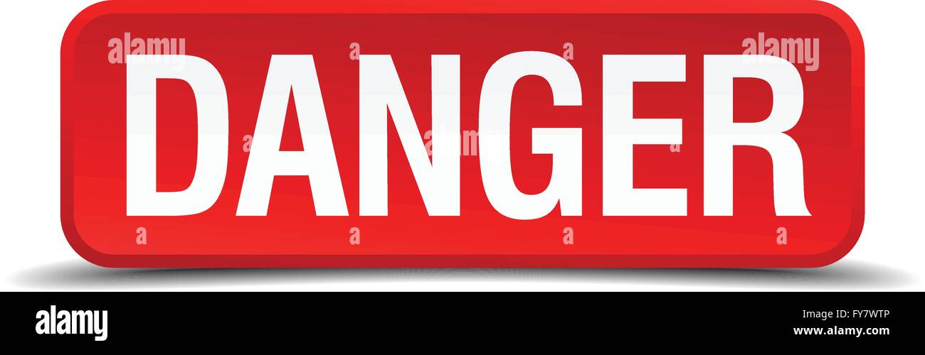 Danger red 3d square button isolated on white background Stock Vector ...