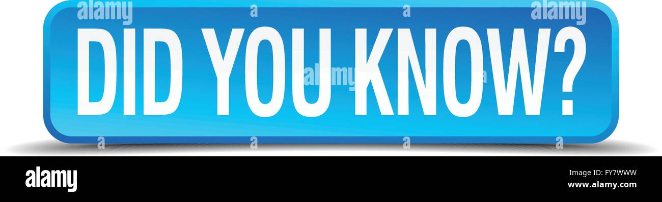 did you know blue 3d realistic square isolated button Stock Vector ...