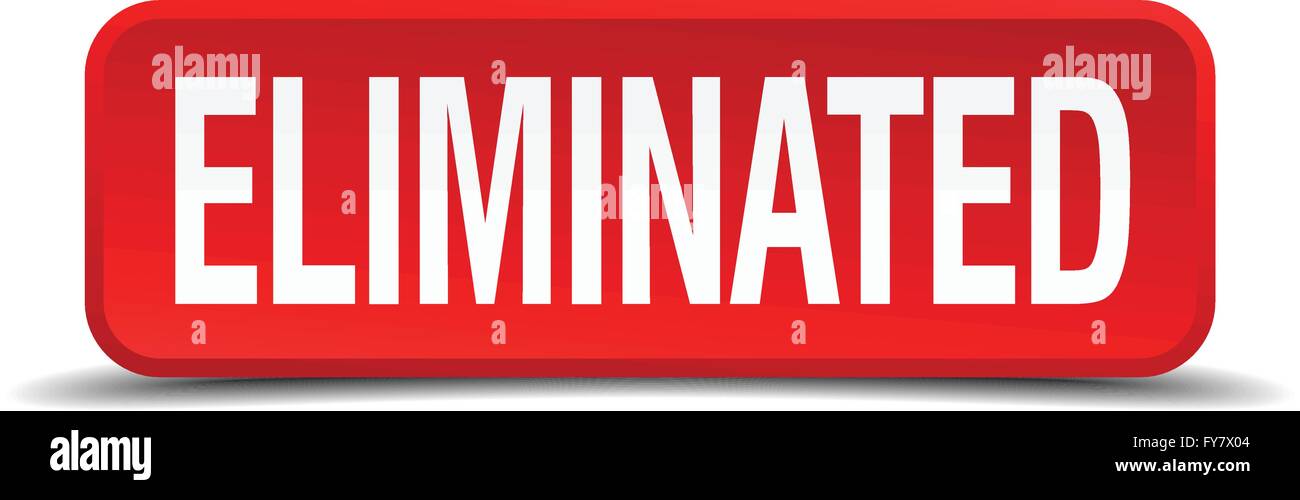 Eliminated red 3d square button isolated on white background Stock ...
