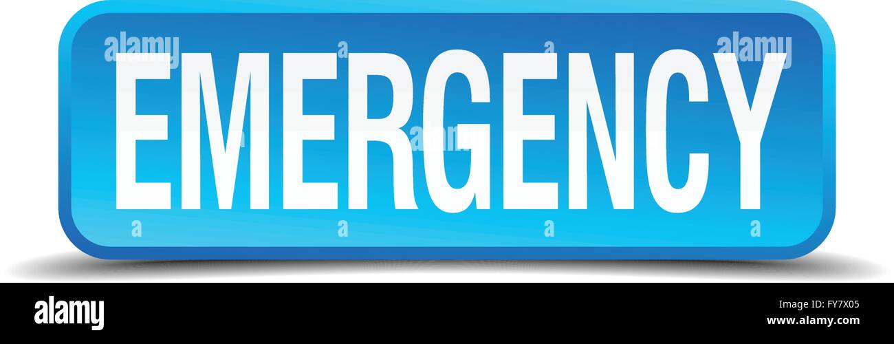 emergency blue 3d realistic square isolated button Stock Vector Image ...