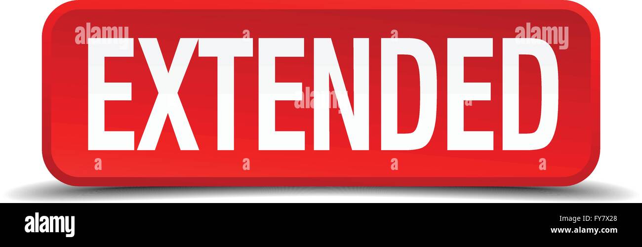 Extended red 3d square button isolated on white background Stock Vector ...