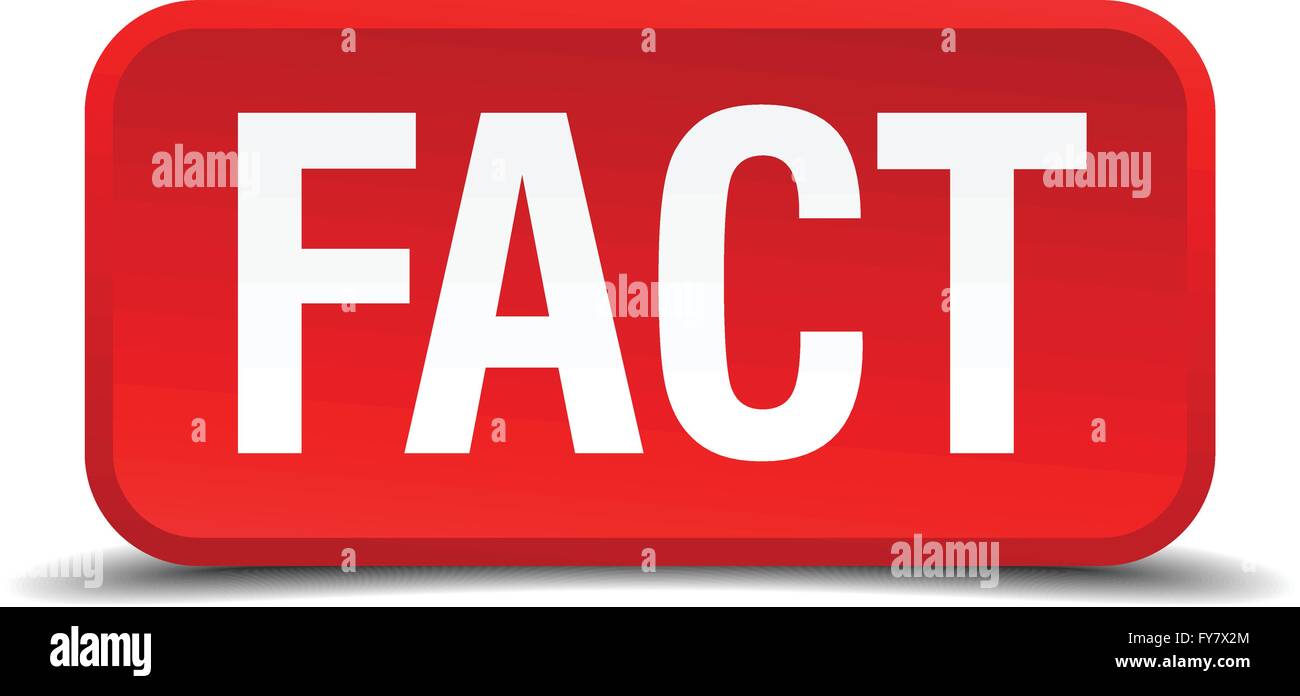 Fact red 3d square button isolated on white background Stock Vector ...