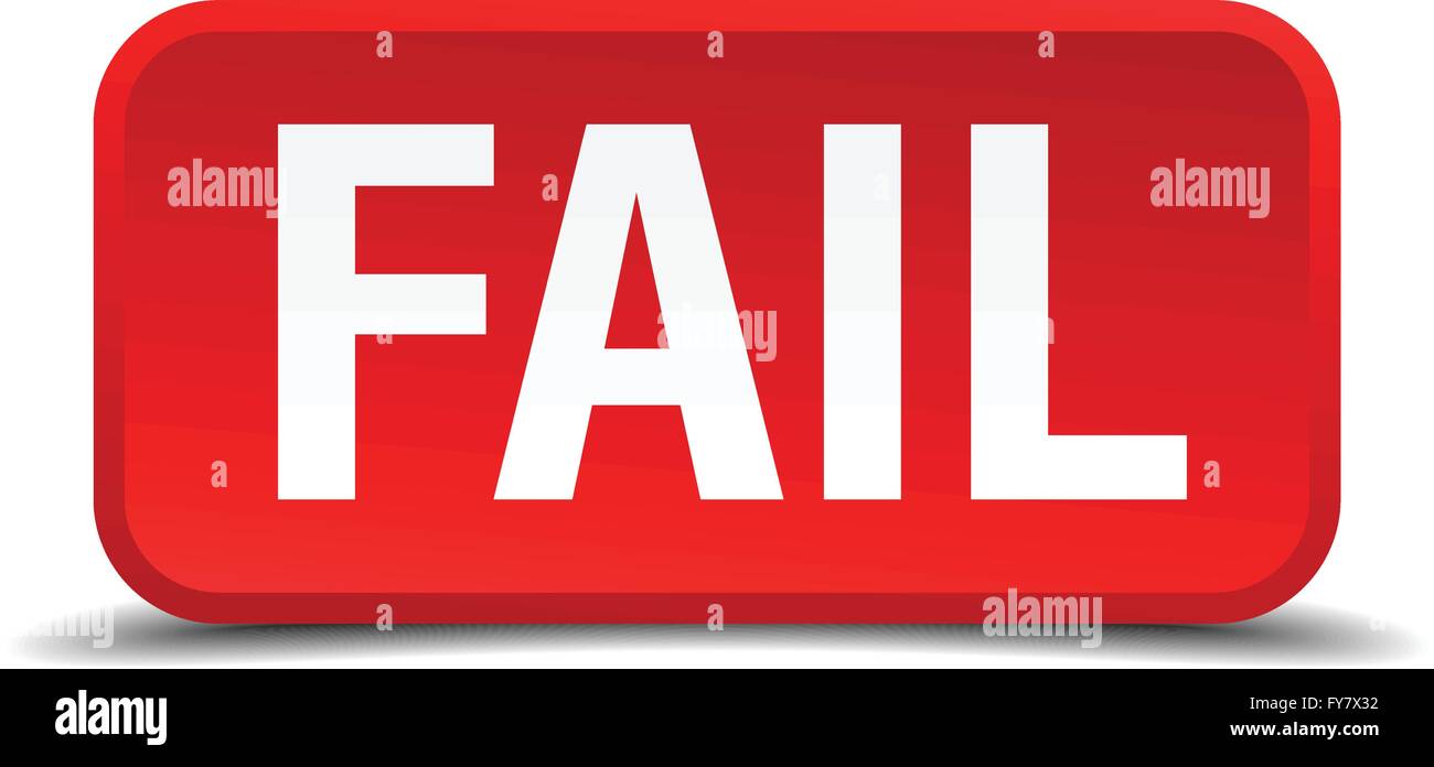 Fail red 3d square button isolated on white background Stock Vector ...