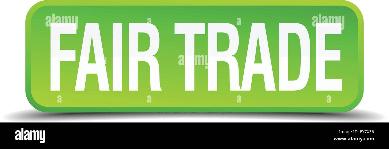 fair trade green 3d realistic square isolated button Stock Vector Image ...