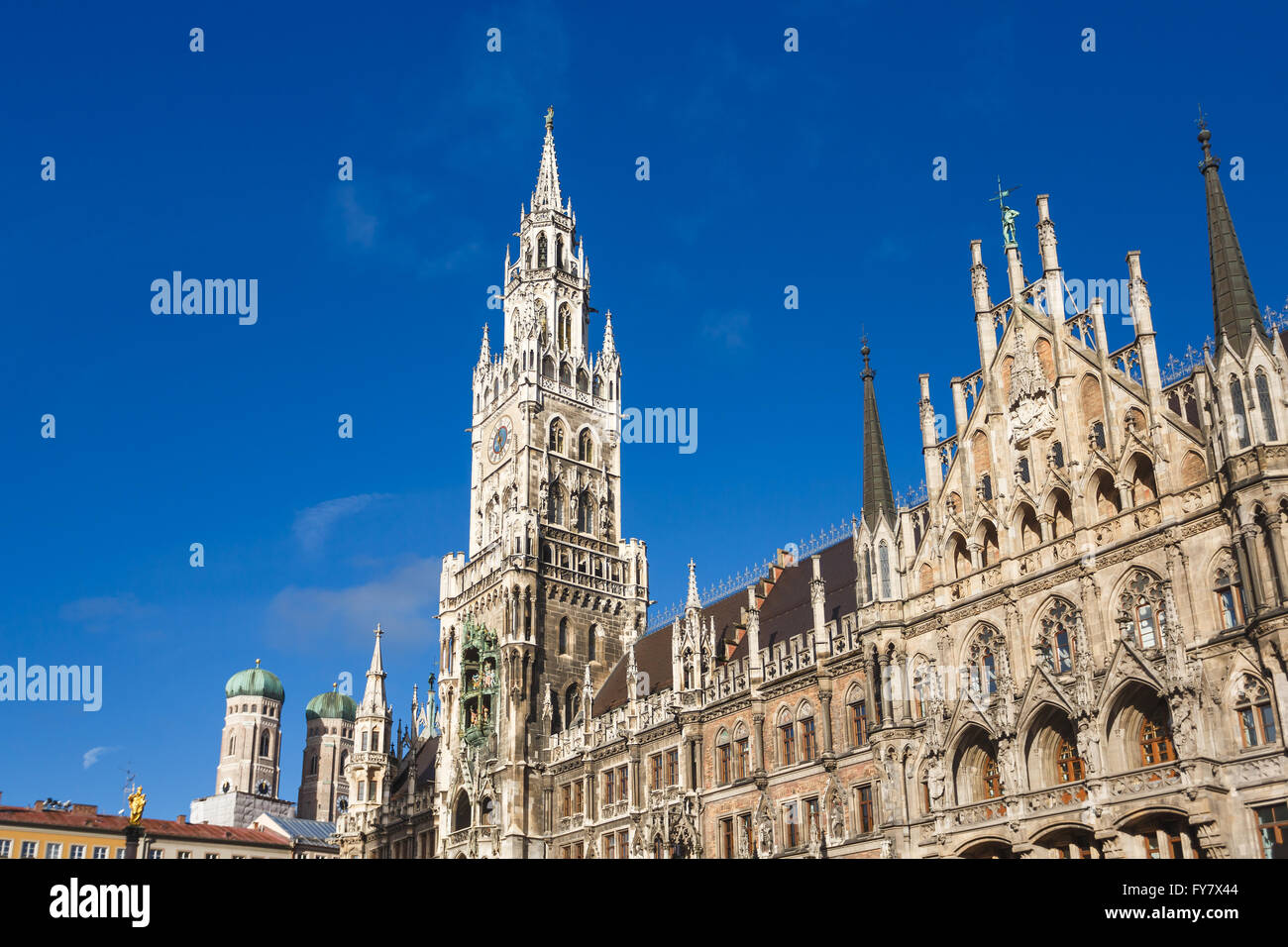 Facade of the Cityhall, located in Marienplatz square of Munich Stock ...