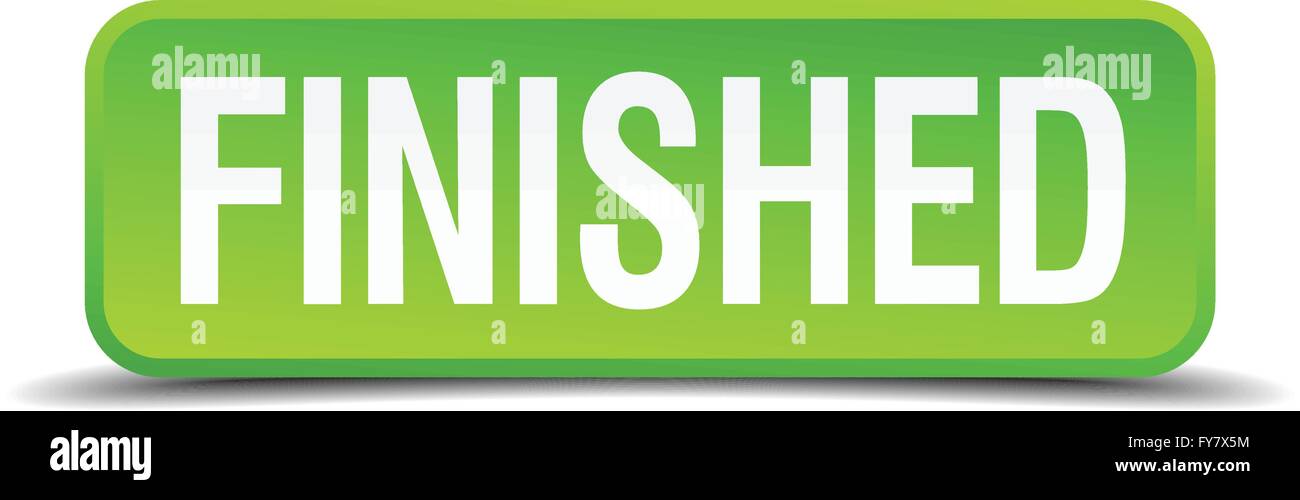 Finished green 3d realistic square isolated button Stock Vector Image ...