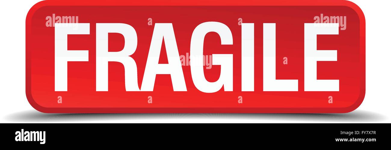 Fragile red 3d square button isolated on white background Stock Vector Image & Art - Alamy