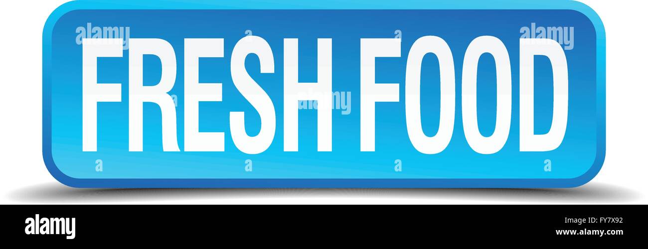 Fresh food blue 3d realistic square isolated button Stock Vector Image ...