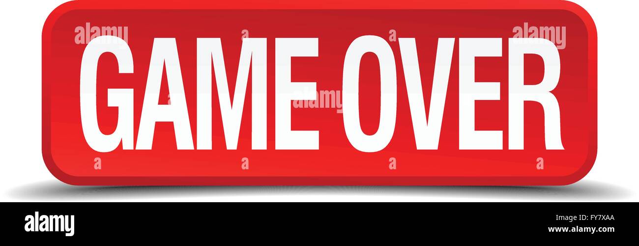 game over red 3d square button on white background Stock Vector Image ...