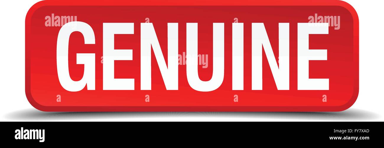 Genuine red 3d square button on white background Stock Vector Image ...